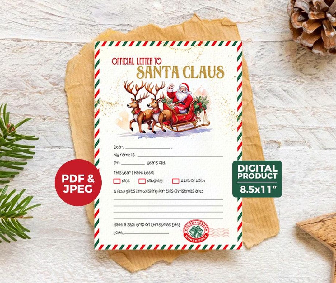 Letter to Santa Printable Santa Wish List Letters Christmas Letter Easy ...