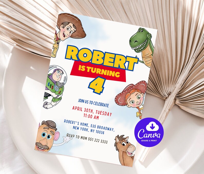 Invitación de cumpleaños editable de Toy Story, invitación de ...