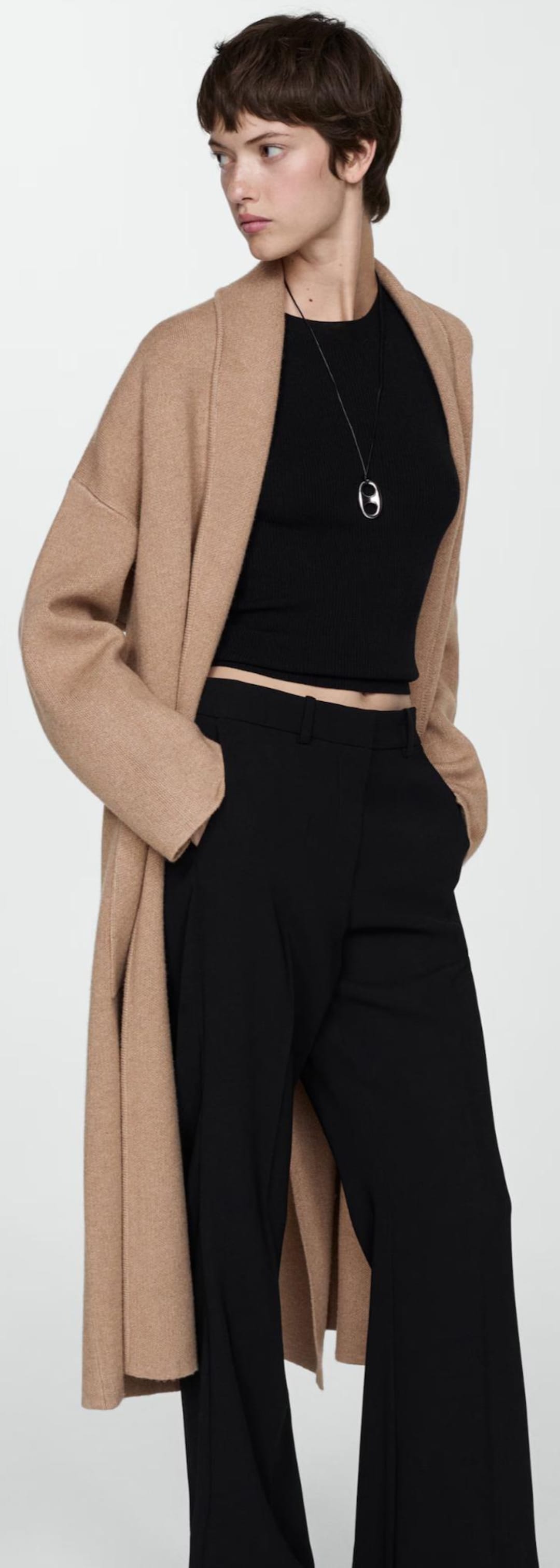 Mango Oversized Knitted Coat With Pockets - Etsy