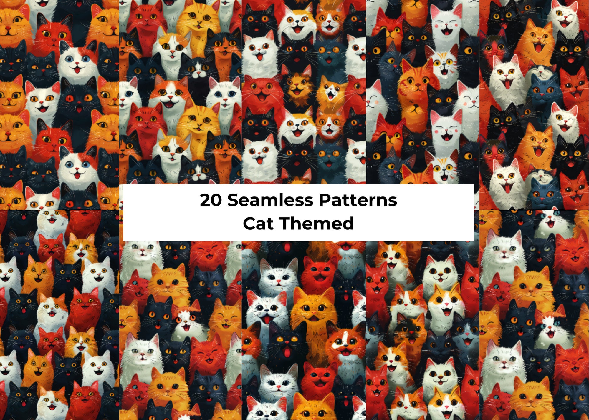 Cat Seamless Digital Paper | Cat Digital Patterns | 20 Instant ...