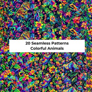 Colorful Animals Seamless Digital Paper | Colorful Animals Digital ...