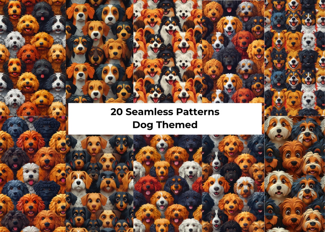Dog Seamless Digital Paper| Dog Digital Patterns | 20 Instant Downloads ...