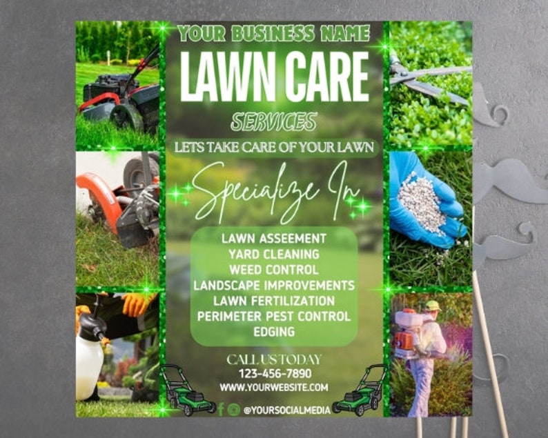 Lawn Care Service Flyer, DIY Flyer Template Design, Lawn Mowing Flyer ...