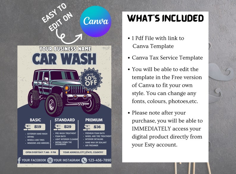 Car Wash Flyer, Car Detailing Flyer, DIY Flyer Template Design ...