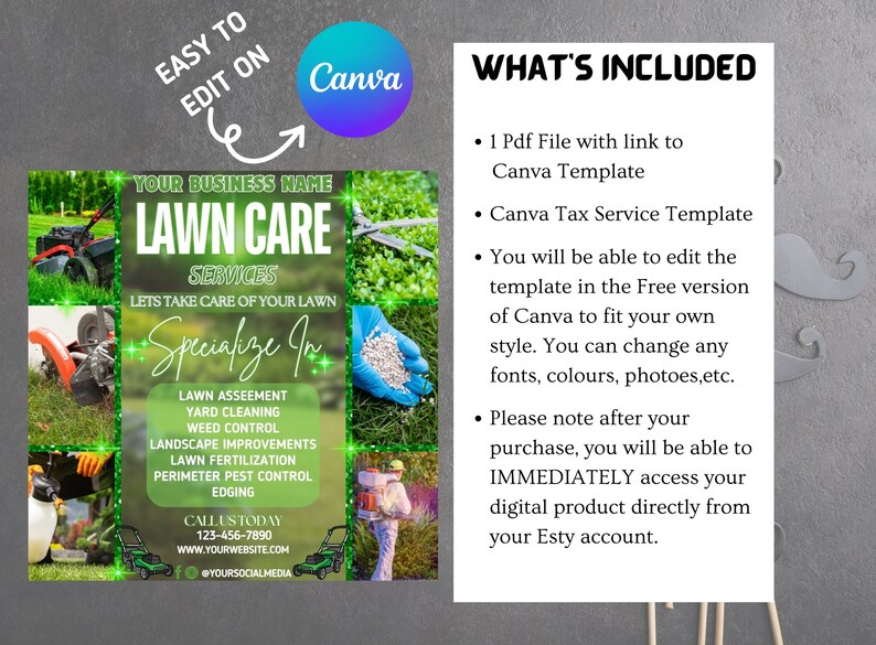 Lawn Care Service Flyer, DIY Flyer Template Design, Lawn Mowing Flyer ...