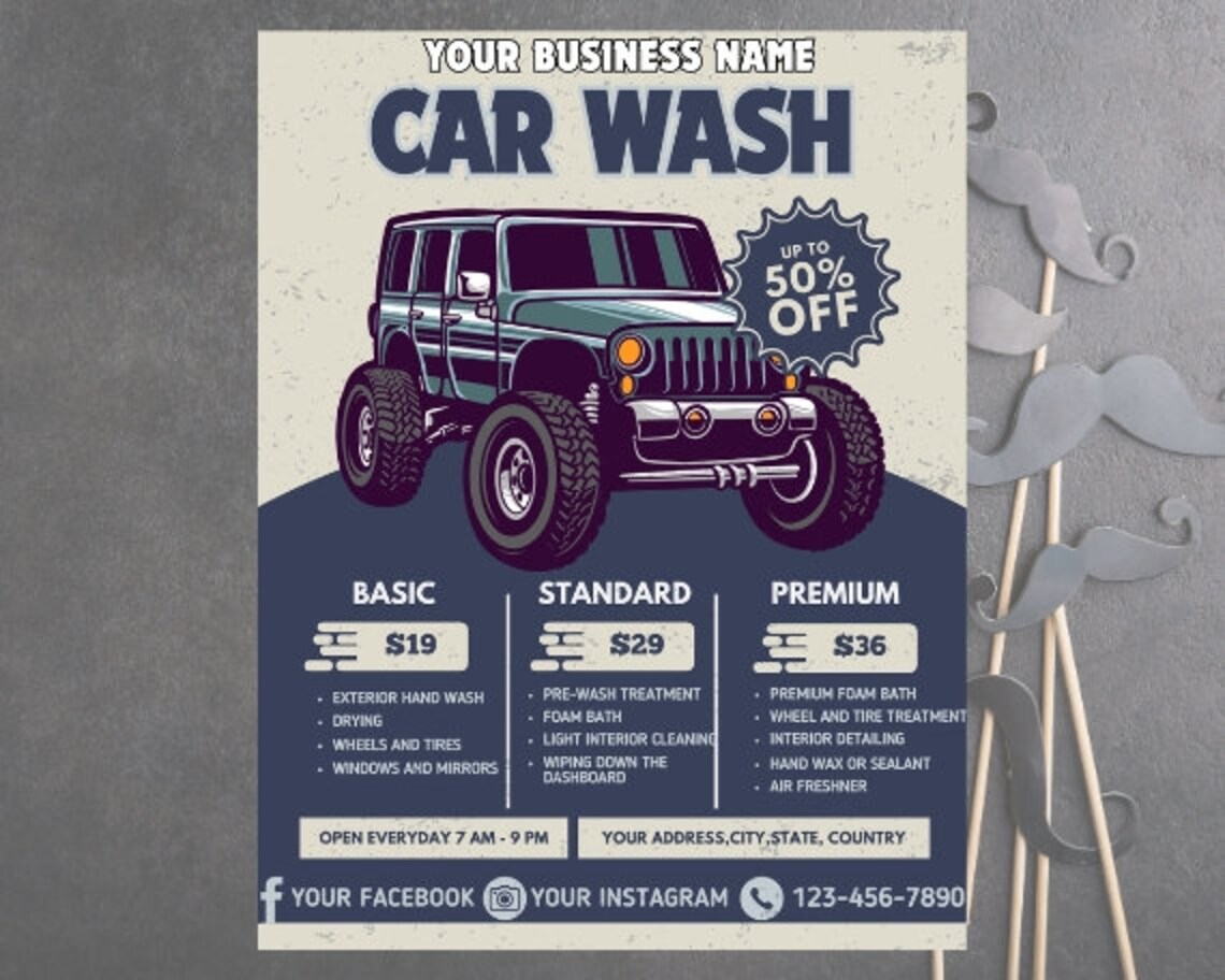 Car Wash Flyer, Car Detailing Flyer, DIY Flyer Template Design ...