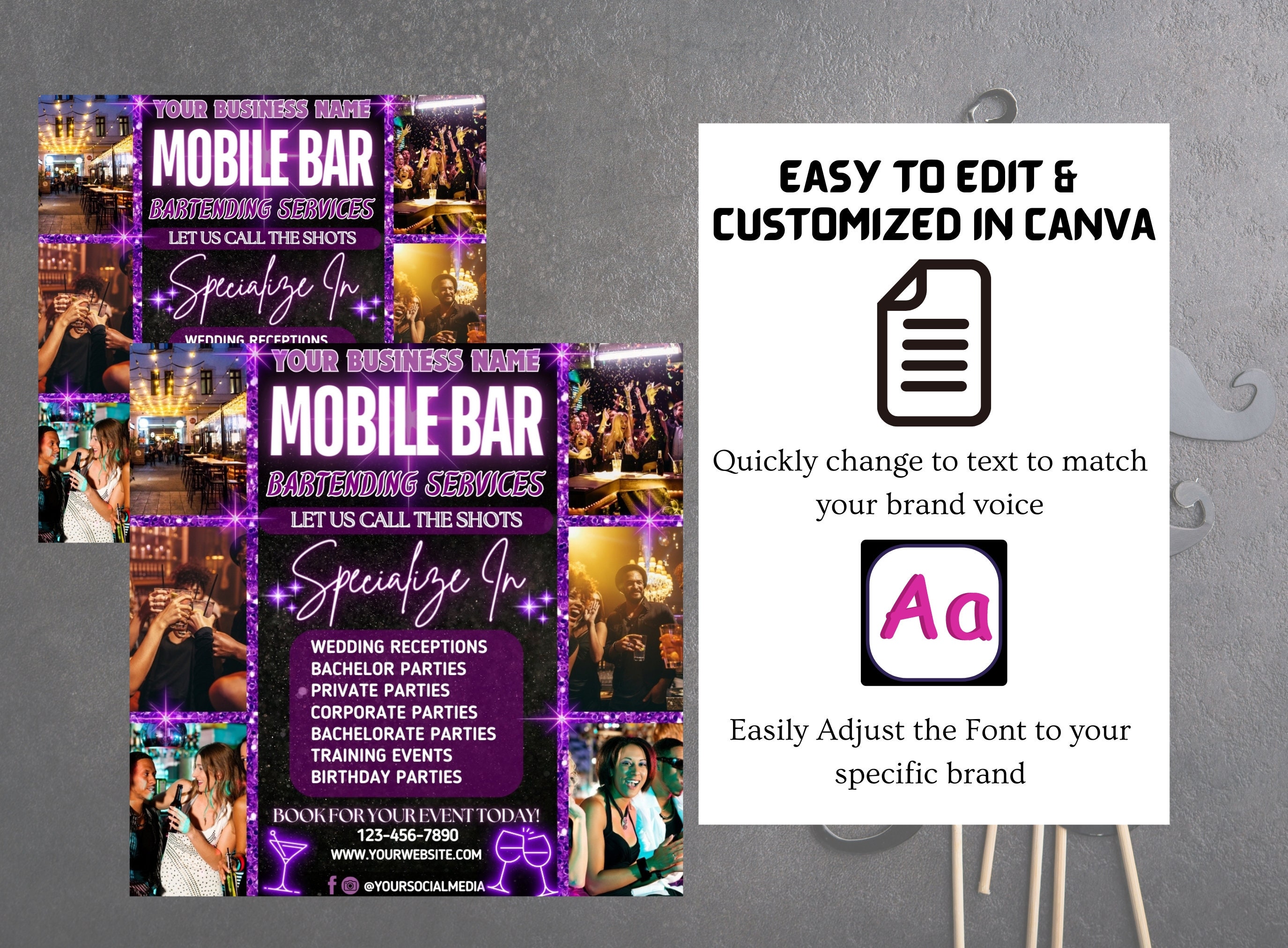 Mobile Bartending Services Flyer, DIY Flyer Template Design, Mobile Bar ...