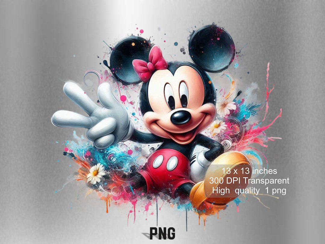 PNG Mickey Mouse Splash and Watercolor Digital Design Retro PNG File ...