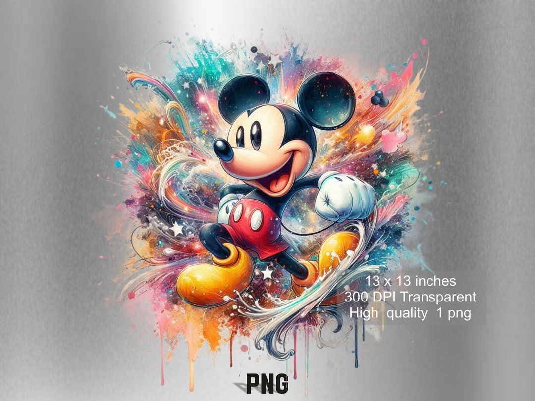 PNG Mickey Mouse Splash and Watercolor Digital Design Retro PNG File ...