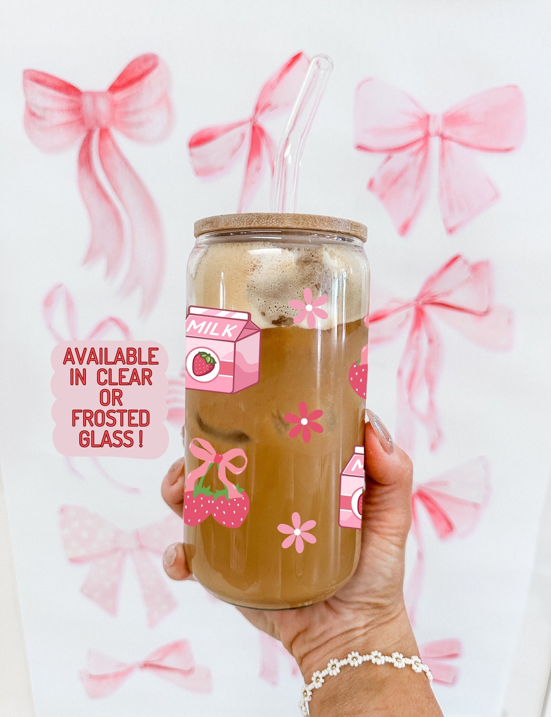 Strawberry and Milk Glass Tumbler | Cute Strawberry Glass | Strawberry ...