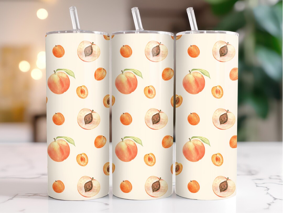 Aesthetic Peaches Tumbler | Cute Peach Design | Summer Drinkware | Aesthetic Tumbler With Peach ...