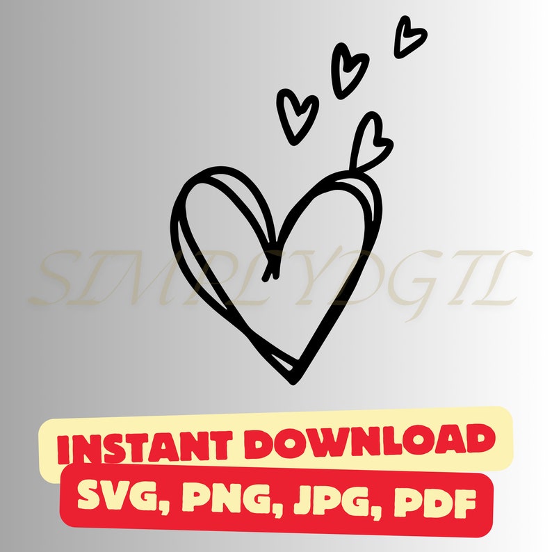 Trail of Hearts SVG Heart SVG, Doodle Heart SVG, Instant Download ...