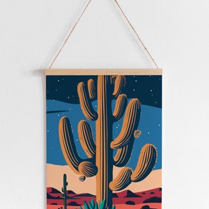Desert Scape Poster, Vector Illustration, Retro Travel Poster, Desert ...