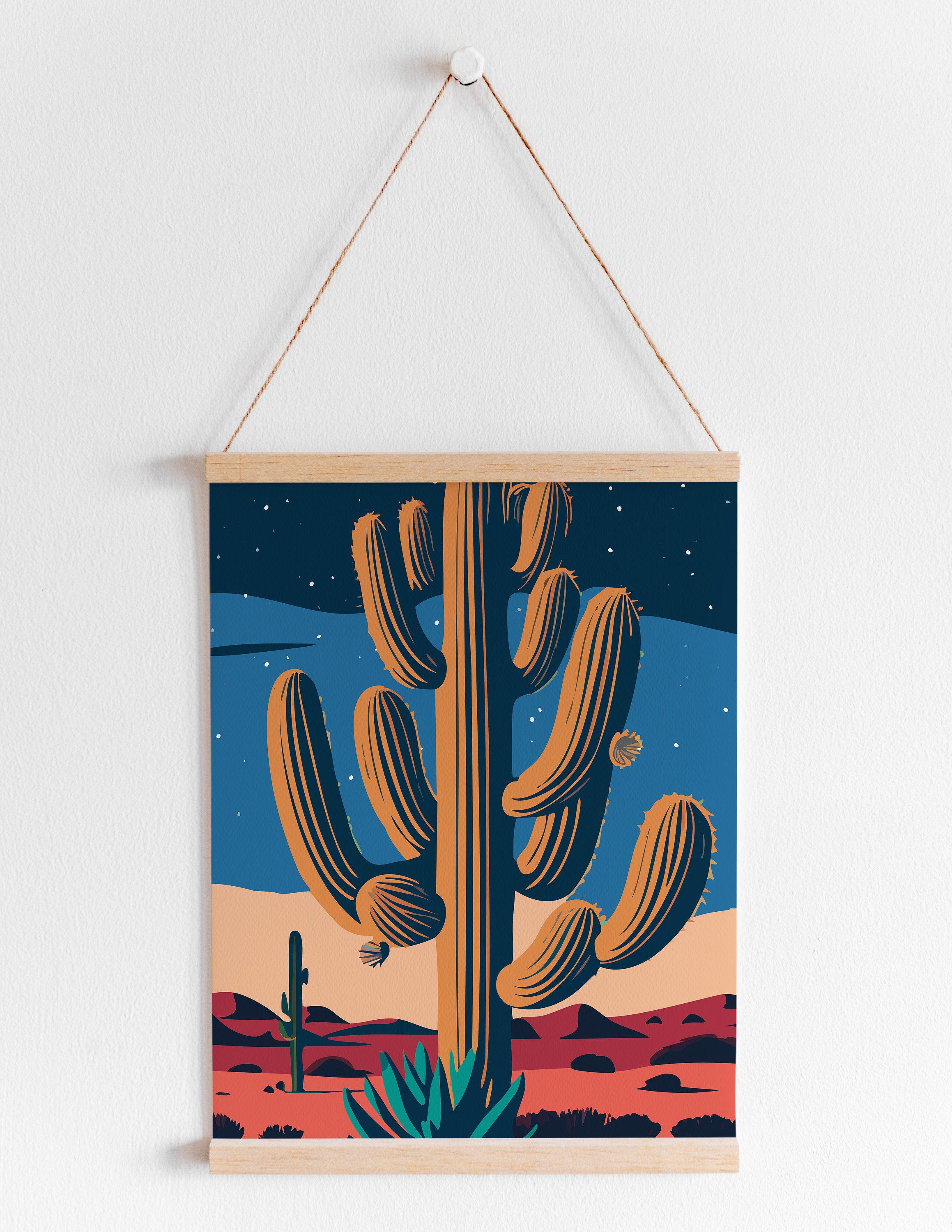 Desert Scape Poster, Vector Illustration, Retro Travel Poster, Desert ...