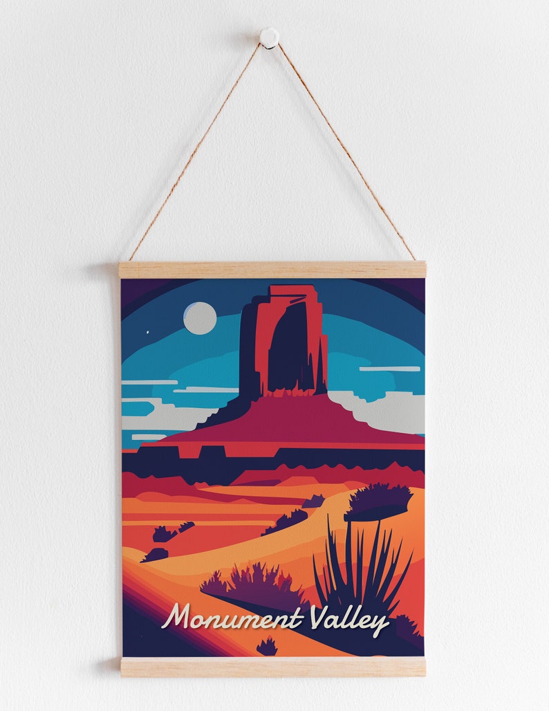Monument Valley Poster, Vector Illustration, Retro Travel Poster ...