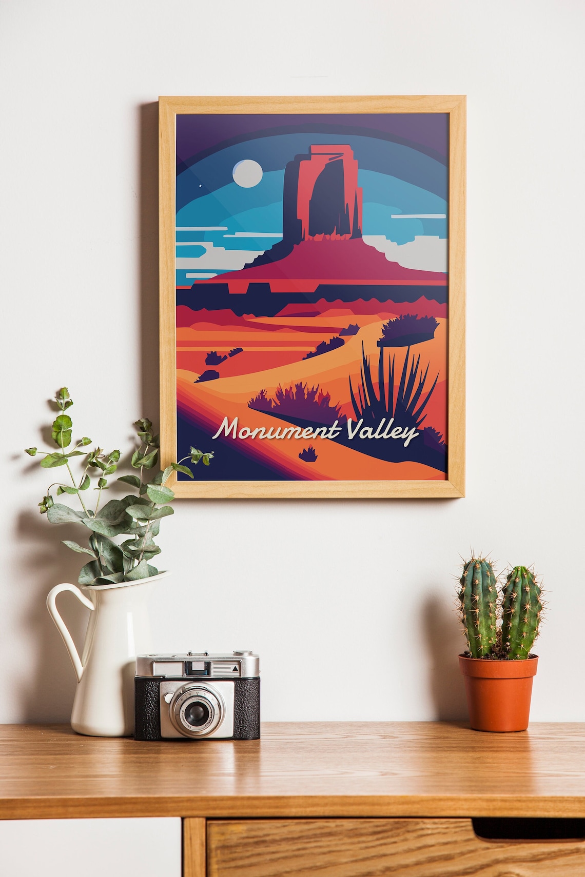 Monument Valley Poster, Vector Illustration, Retro Travel Poster ...