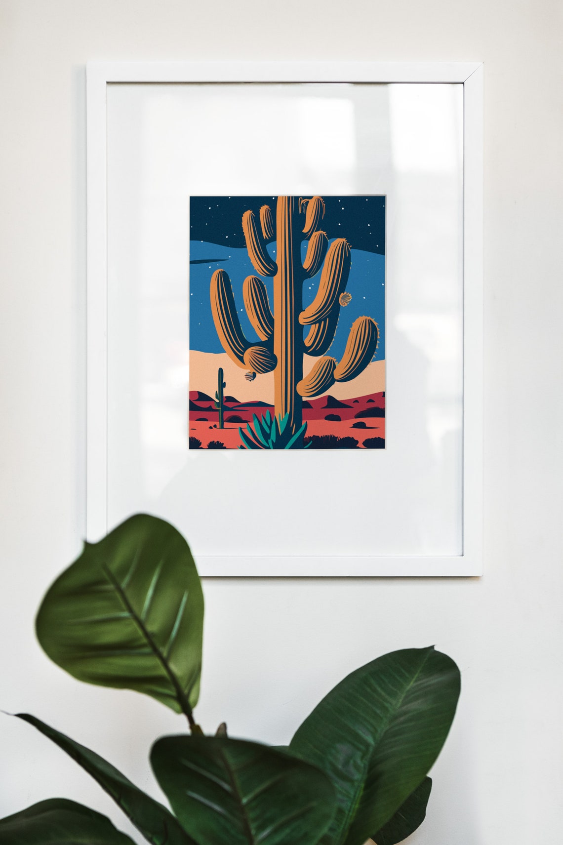 Desert Scape Poster, Vector Illustration, Retro Travel Poster, Desert ...