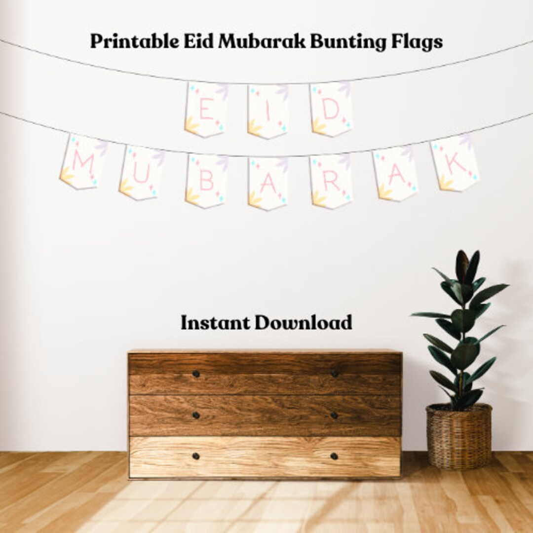 Eid Mubarak Banner, Eid Mubarak Bunting Flags, Eid Decorations, Eid ...