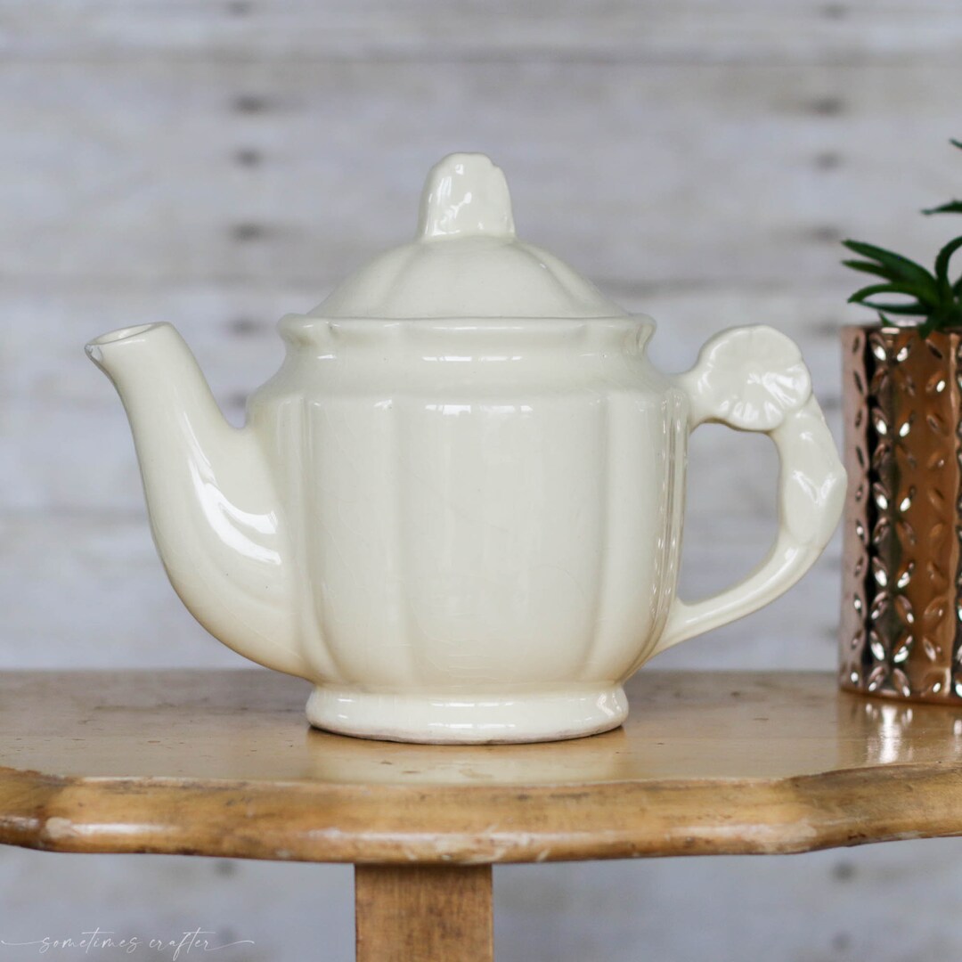 Vintage Shawnee Teapot Art Deco Cream Flower Handle Made in USA - Etsy