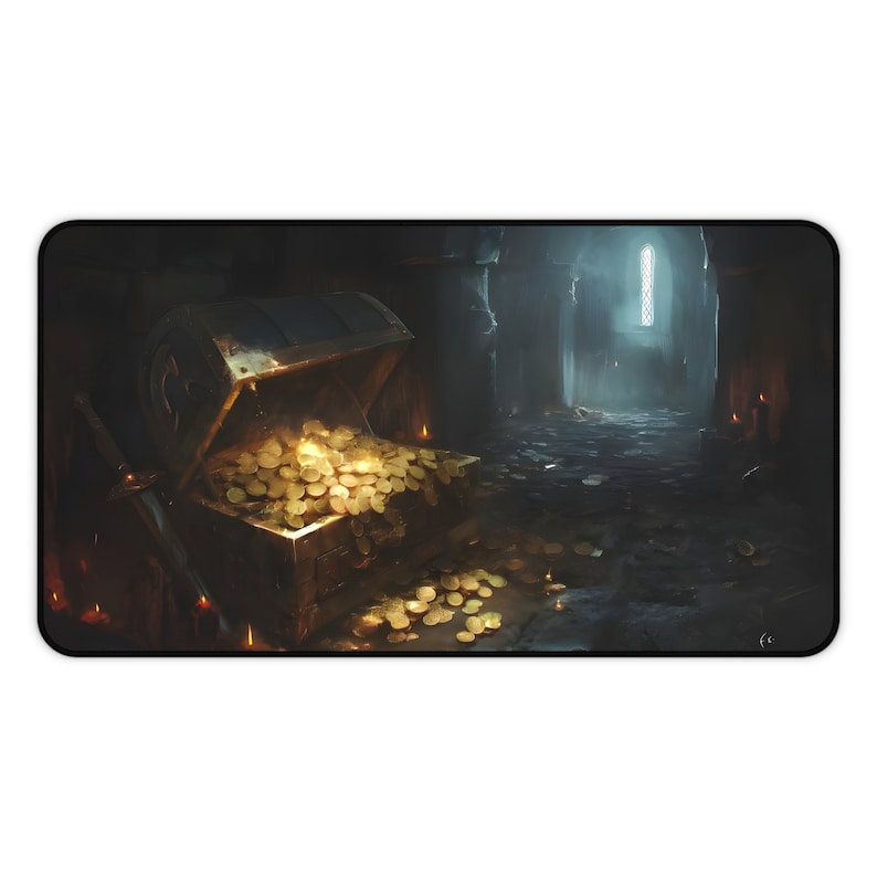 Treasure Chest in Dungeon Desk Mat - Dark and Darker Game-inspired Art ...