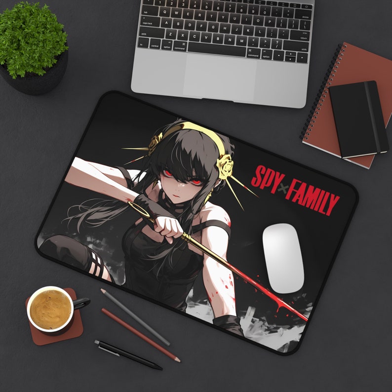 Spy X Family Yor Forger Desk Mat - Striking Black and White Background ...