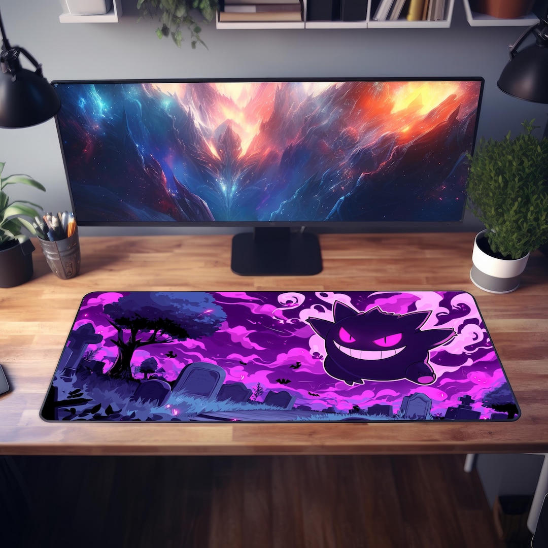 Ghostly Graveyard Gaming Desk Mat: Spooky Shadow Creature Design - Etsy
