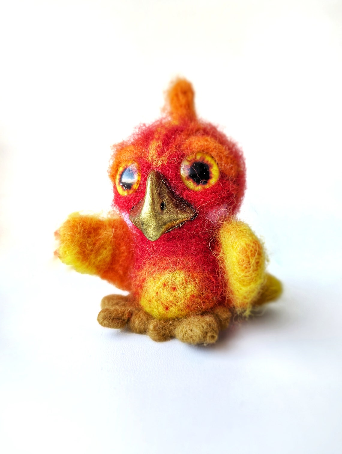 Cute Baby Phoenix, Needle-felted Decorative Figurine, Magical Companion ...
