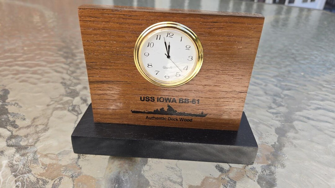USS IOWA Mini Teak Clock - Etsy