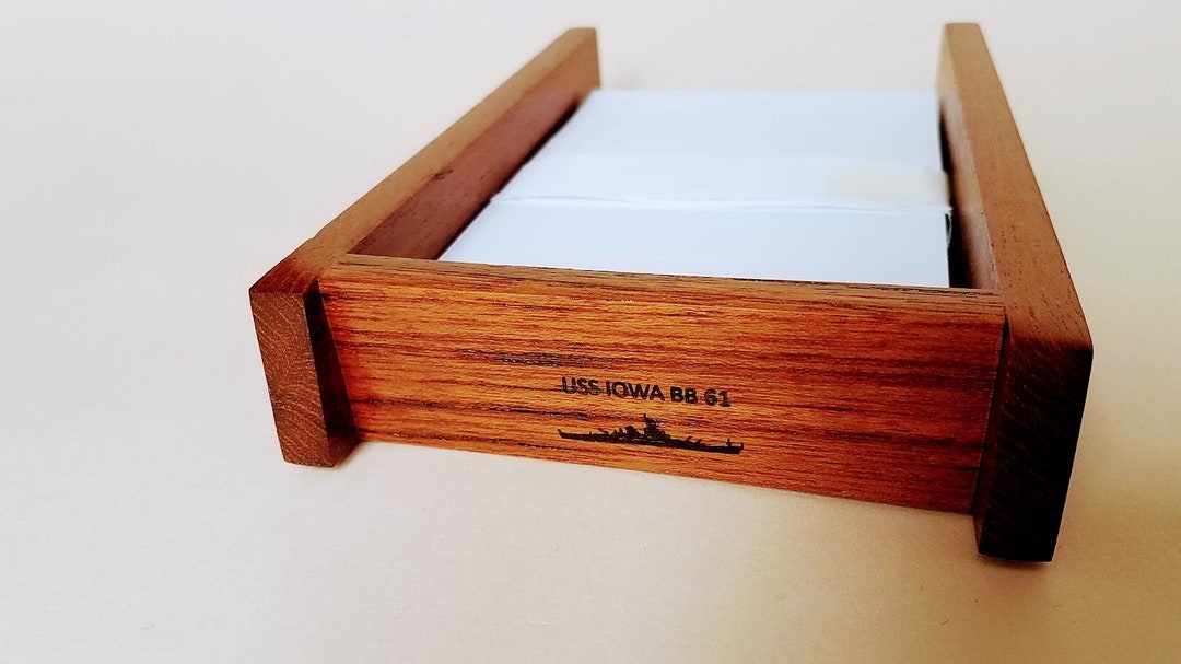 USS IOWA Teak Scratch Pad Holder - Etsy