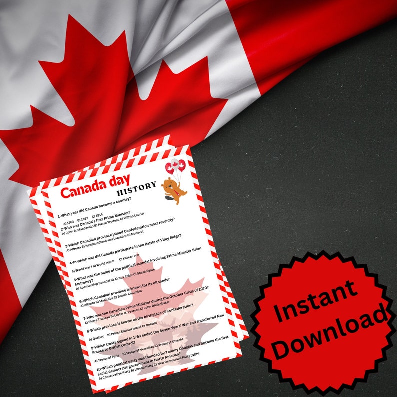 Canada Day Trivia Questions Printable History Quiz Fun Canada Day Games ...