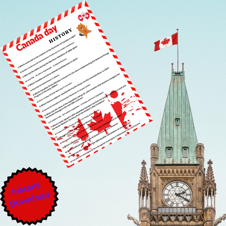 Canada Day Trivia Questions Printable History Quiz Fun Canada Day Games ...