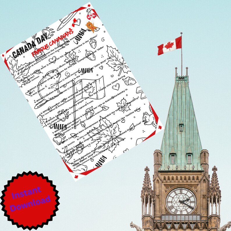 Canada Day Trivia Questions Printable Canada Day Games & Quiz Famous ...