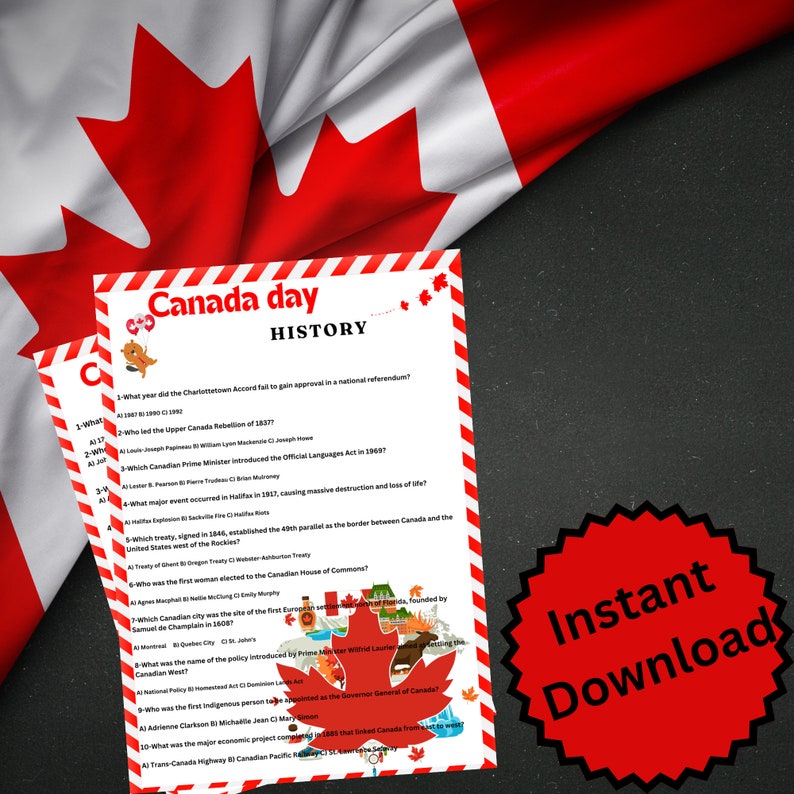 Canada Day Trivia Questions Printable Fun History Quiz Game for Canada ...