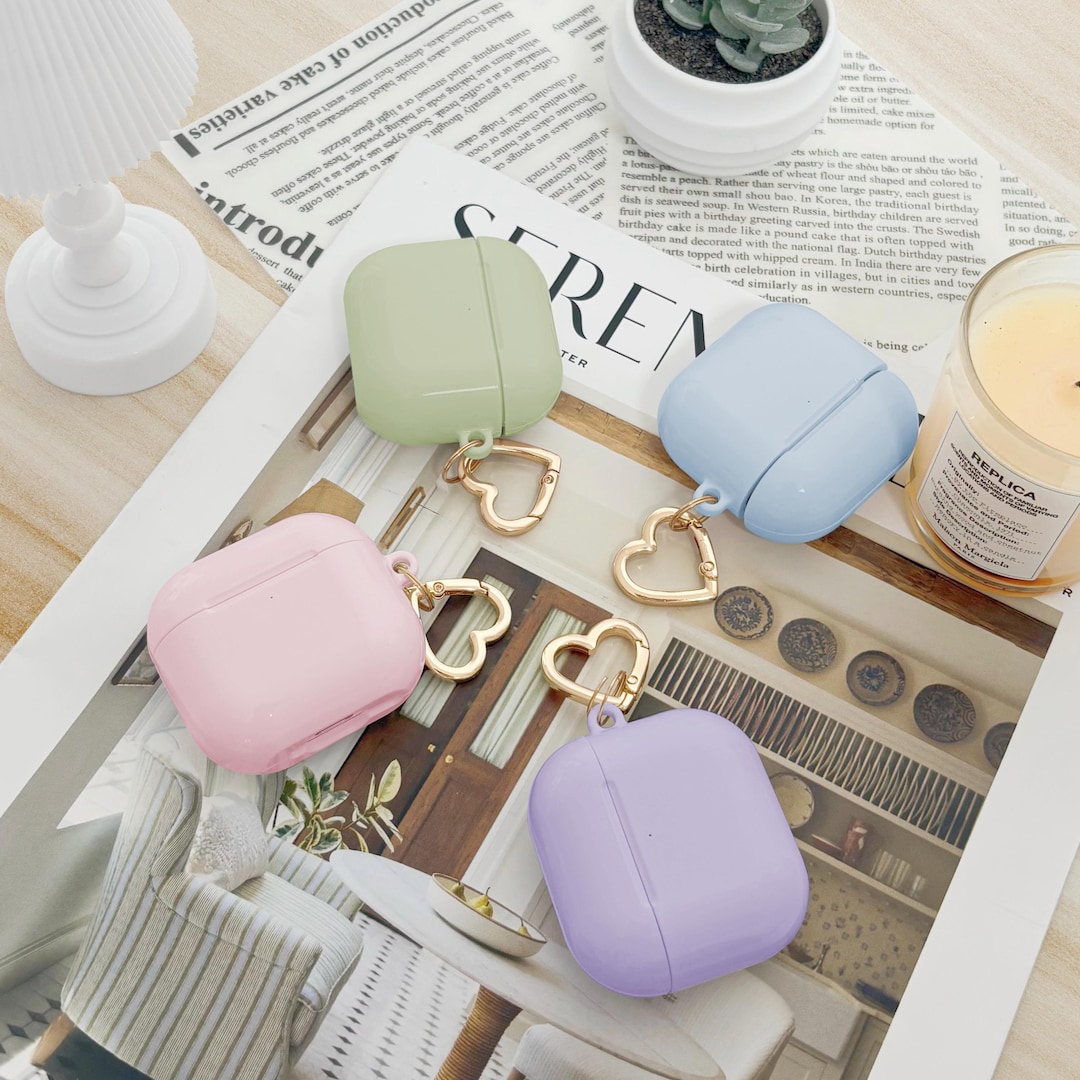Solid Color AirPod Case With Keychain: Protective Apple Airpods 4 3 2 ...