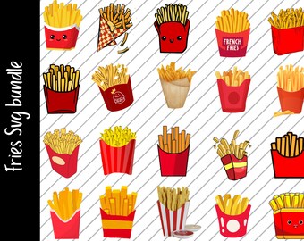 French Fries SVG Files | Fries Outline Cut Files | French Fries Vector ...