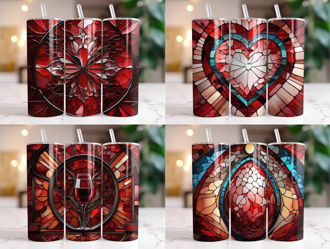 20+ 3D Stained Glass Bundle Tumbler Wrap Png Sublimation Red Stained ...