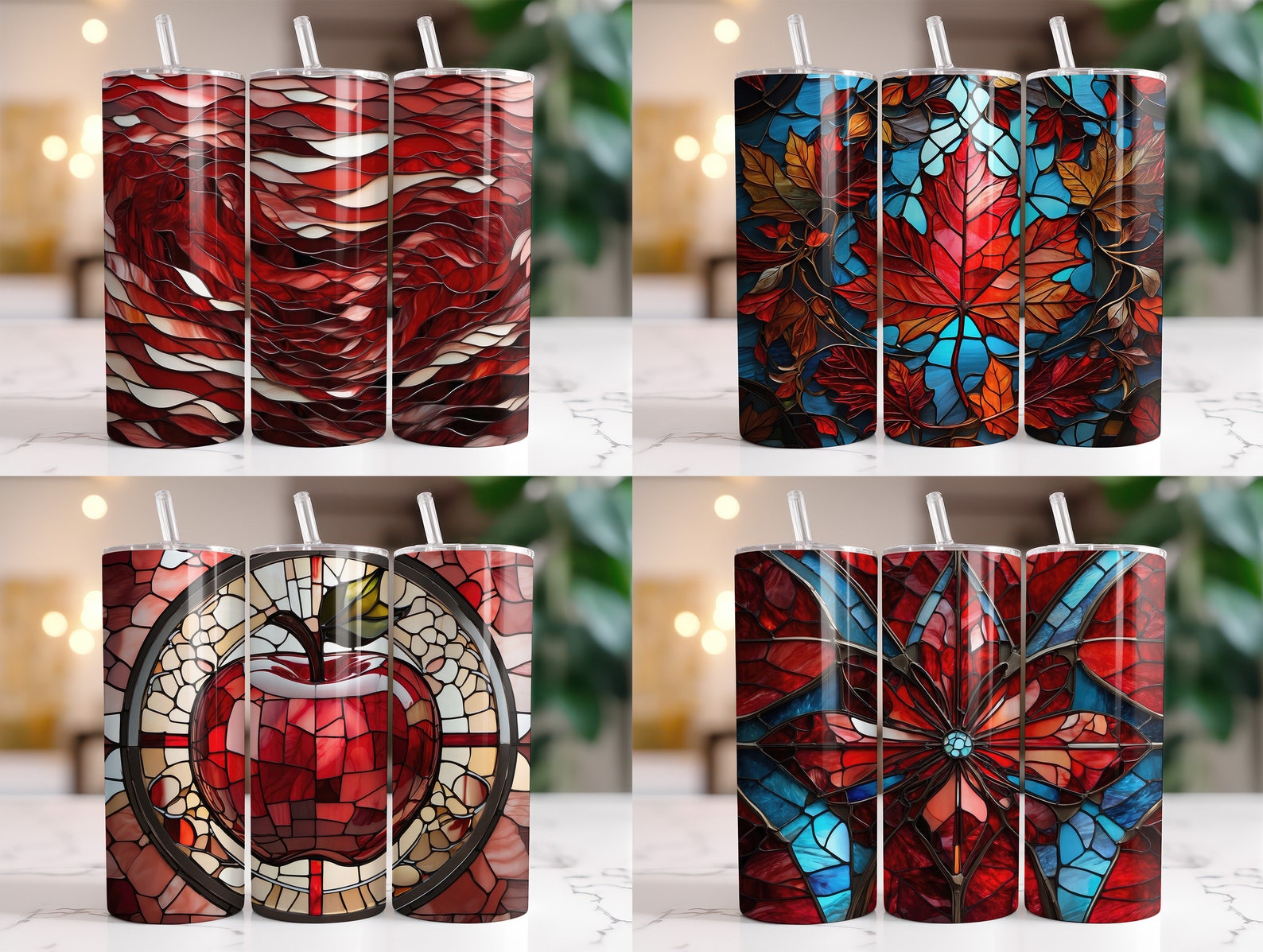 20+ 3D Stained Glass Bundle Tumbler Wrap Png Sublimation Red Stained ...