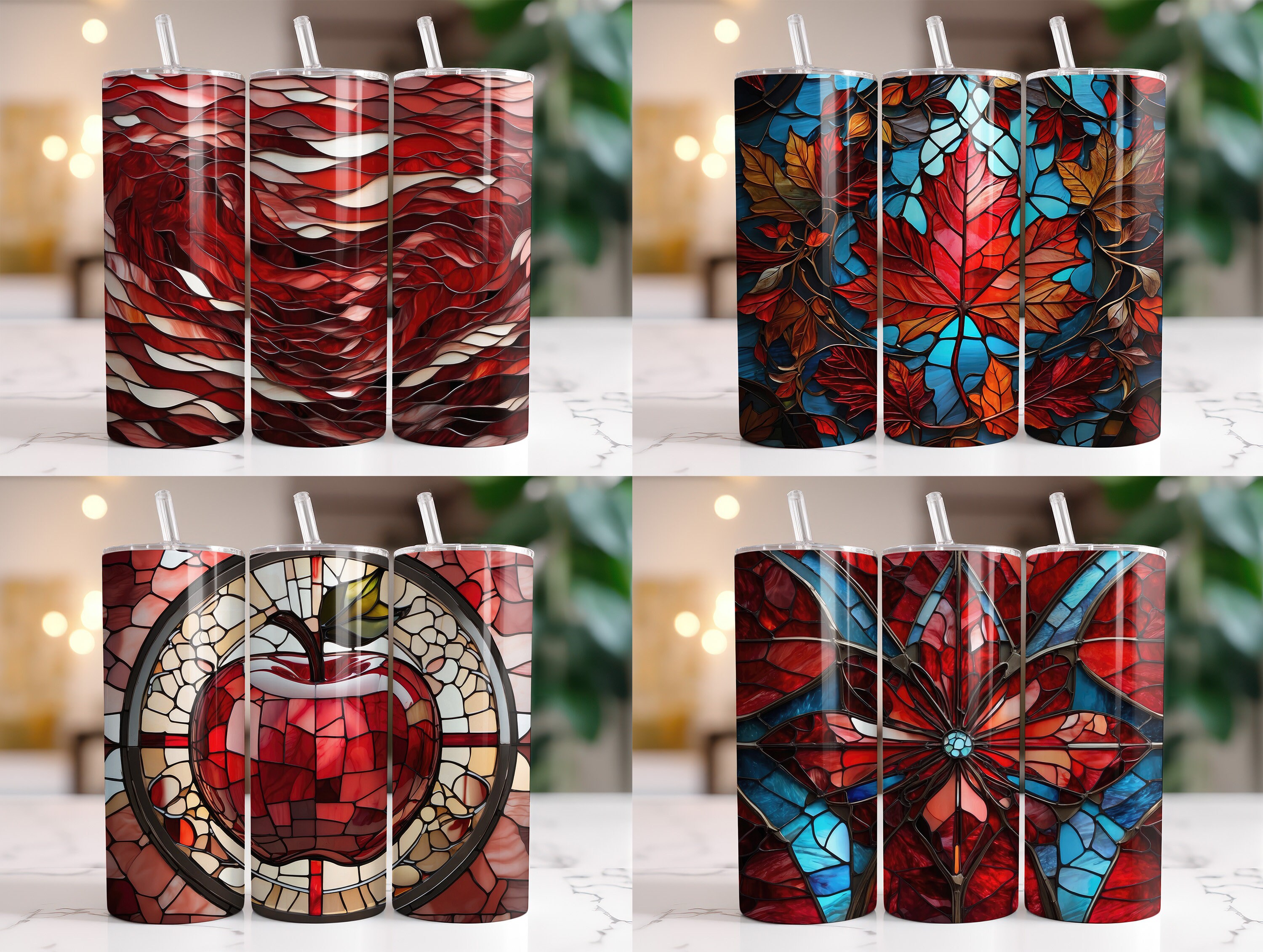 20+ 3D Stained Glass Bundle Tumbler Wrap Png Sublimation Red Stained ...