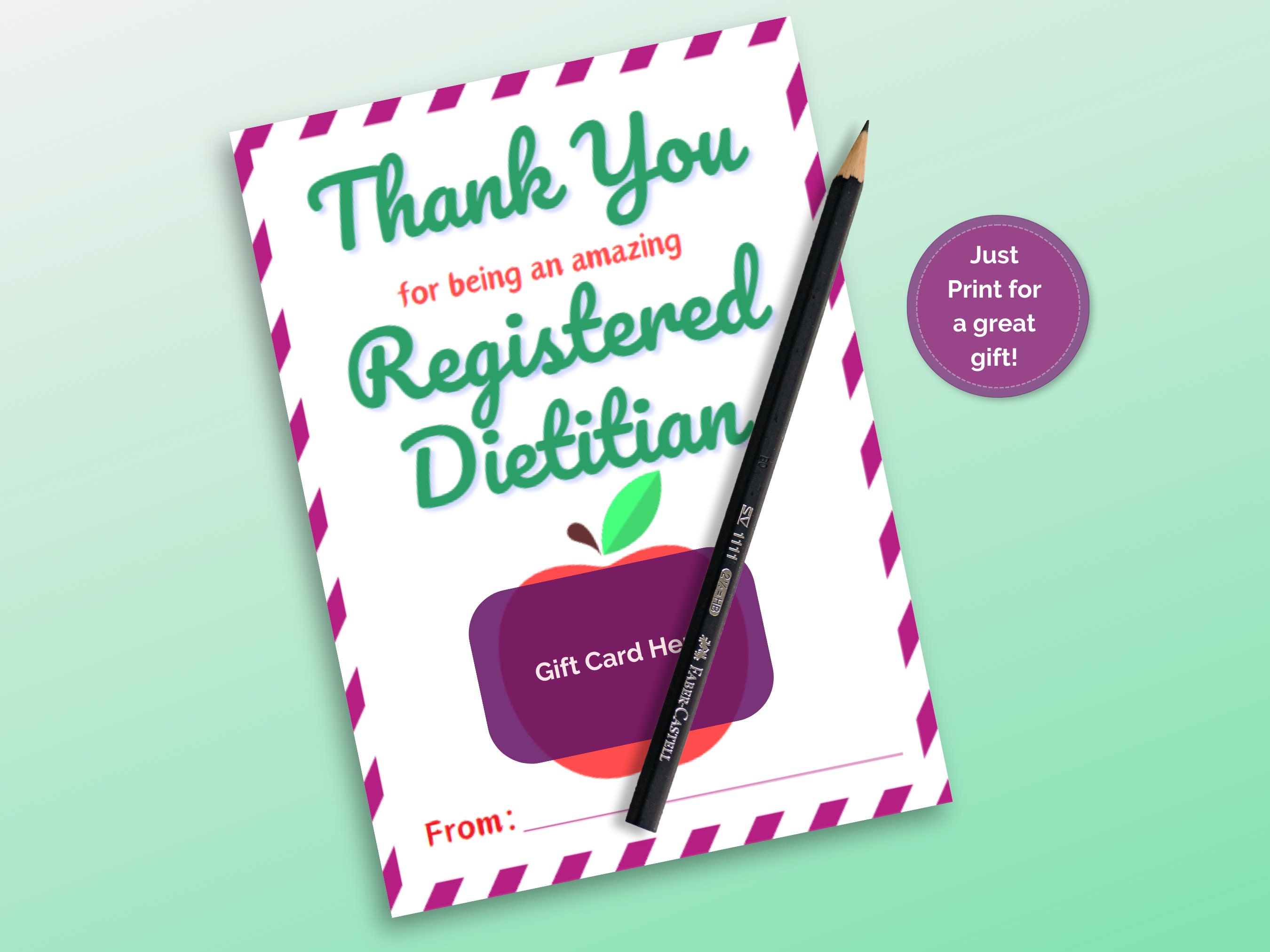 Registered Dietitian Appreciation Gift Card Holder, Printable Gift for ...