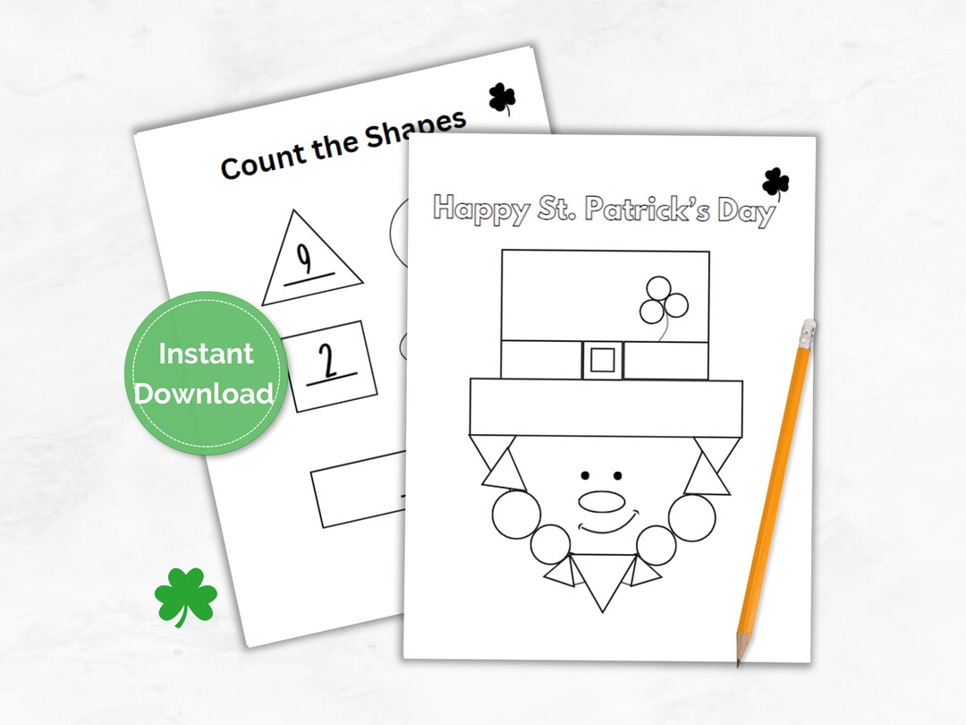 St. Patrick's Day Count the Shapes Craft, Math Activity (digital ...