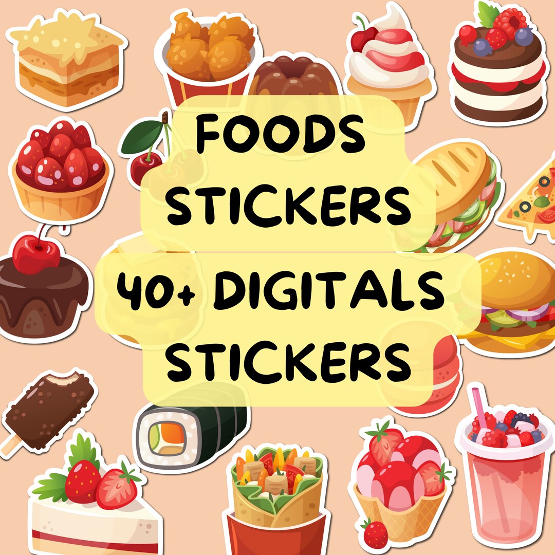 Foods Digital Stickers 40 Digital Planner Stickers-junk Food Precropped ...