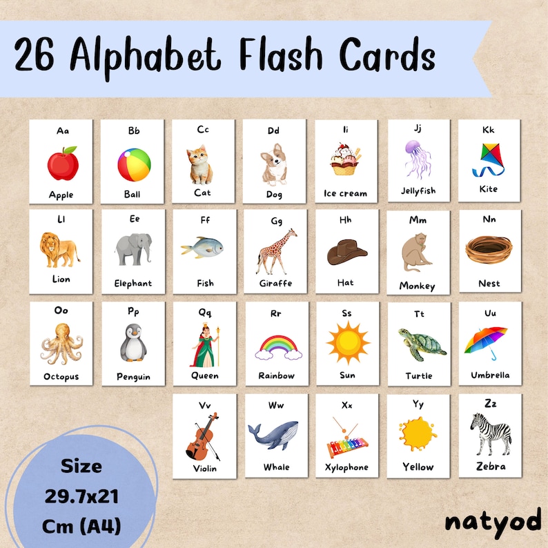 Alphabet Flashcards Educational Learning Tool ABC Flashcards montessori ...