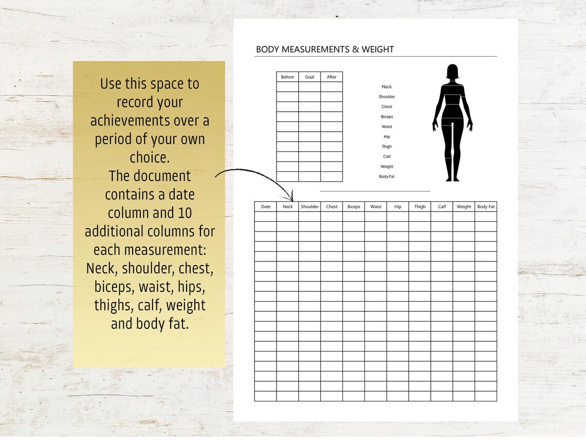 Digital Body Measurement Tracker | Body Progress Tracker | Fitness ...