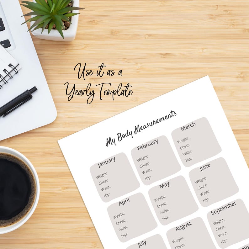Simple Printable Body Measurements & Weight Tracker for Hip, Waist ...