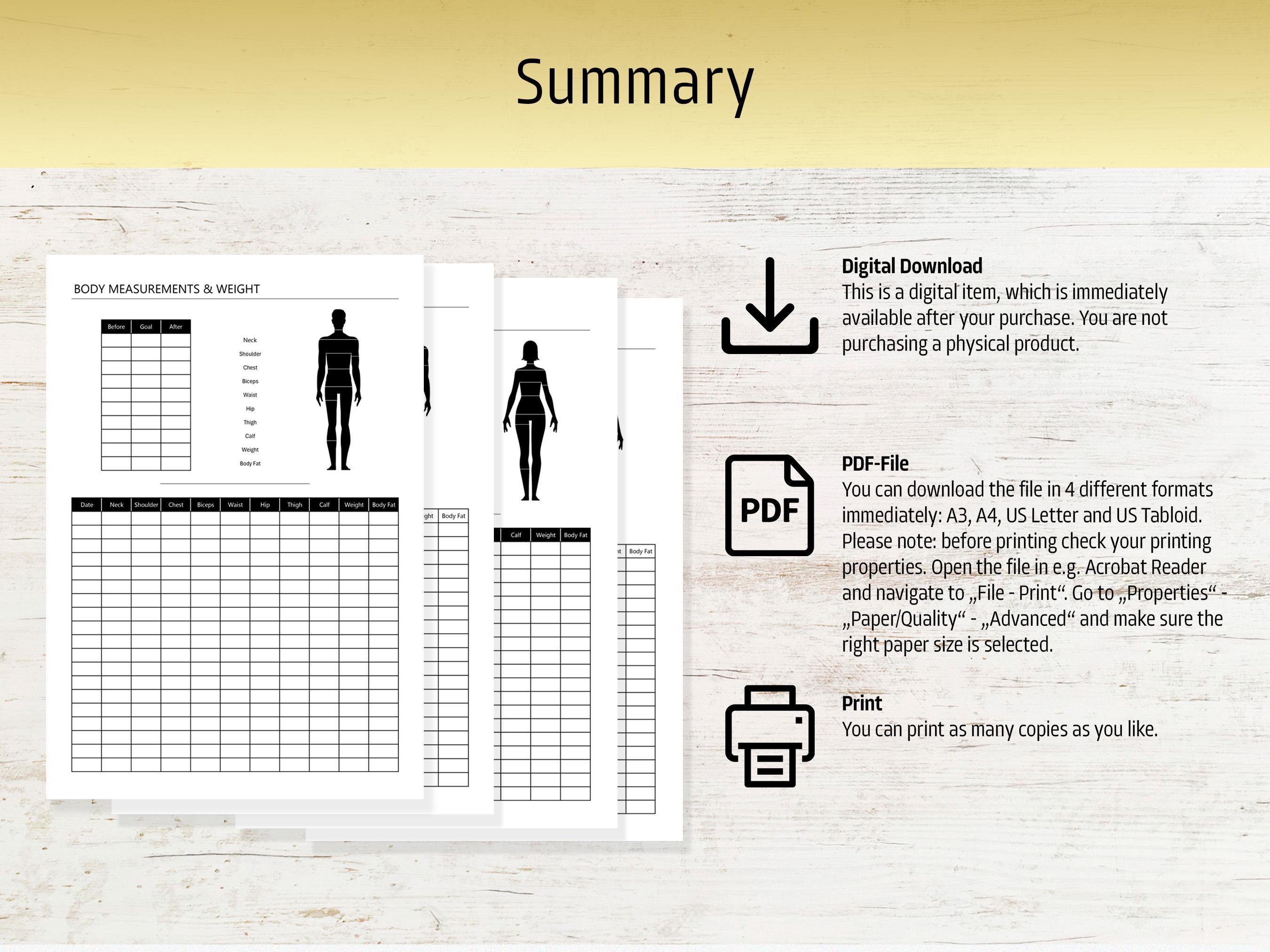 Digital Body Measurement Tracker | Body Progress Tracker | Fitness ...