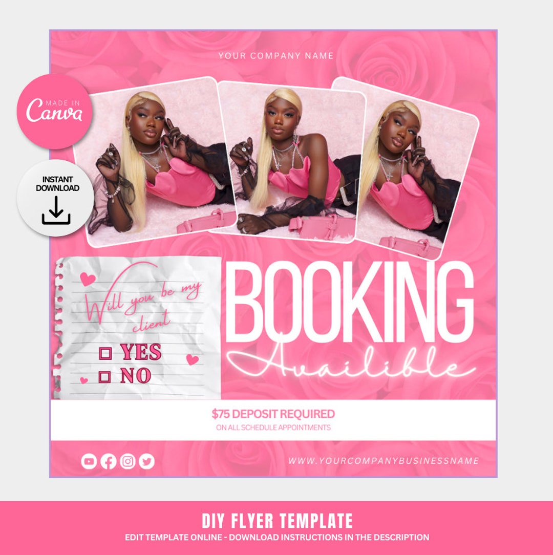 Editable Booking Flyer, Appointment Flyer, Book Now Flyer, Editable ...