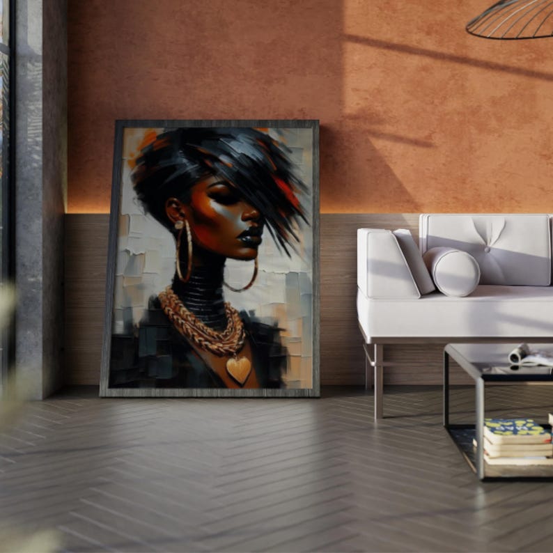 Black Woman Wall Art, Black Girl Wall Art, Black Urban Hair Stylist Wall Art, Black Woman No ...