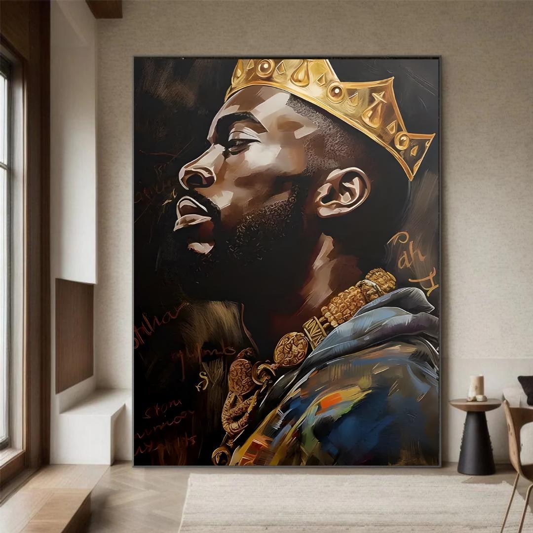 Black Man Art, Black King Art, Black African Art. Wall Art, House Decor ...