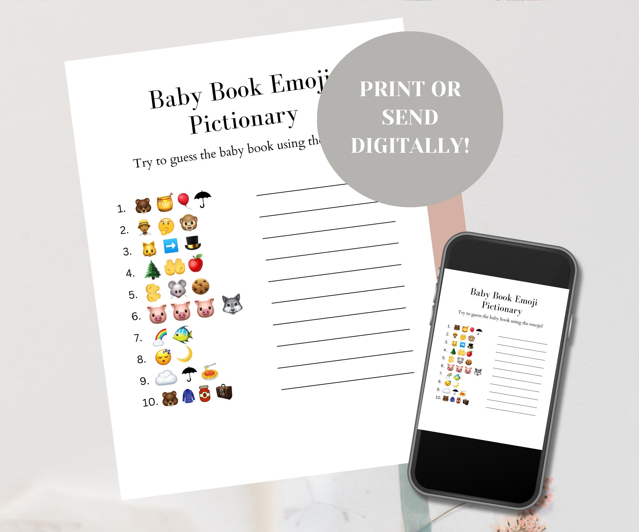 Baby Book Emoji Pictionary Game Guess the Baby Book Baby Shower Games ...