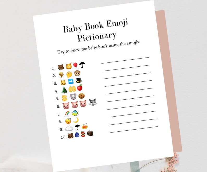Baby Book Emoji Pictionary Game | Guess the Baby Book | Baby Shower ...